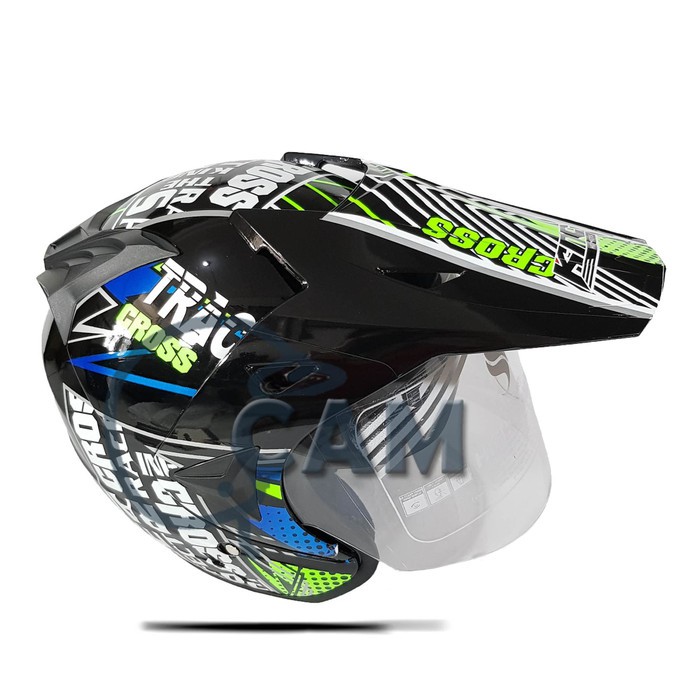 Jual Helm Motor SNI 2 kaca KNC trail Track cross black gloss bukan jpx ...