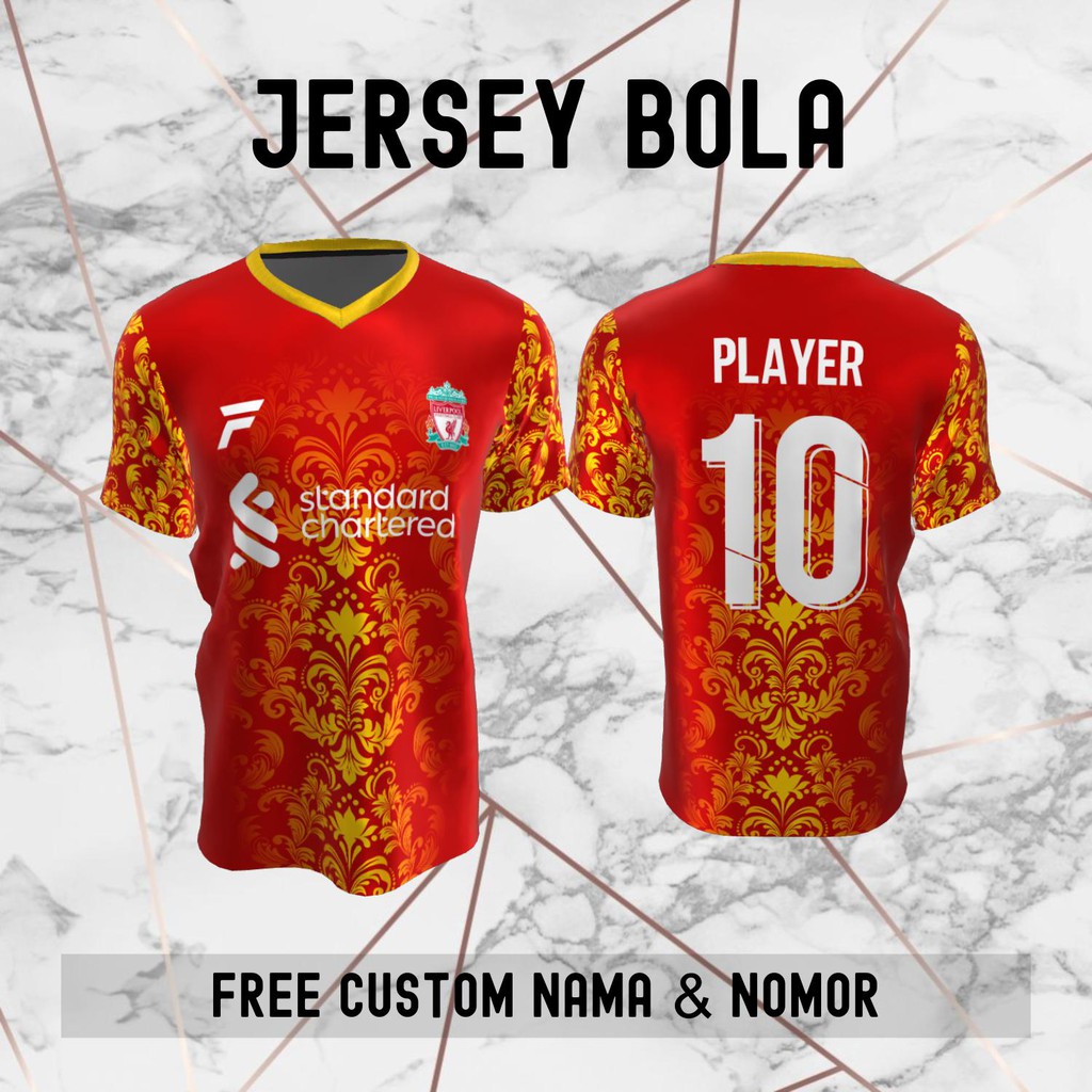 Jual Jersey Batik Liverpool Klub Bola Baju Kaos Custom Nama dan Nomor ...