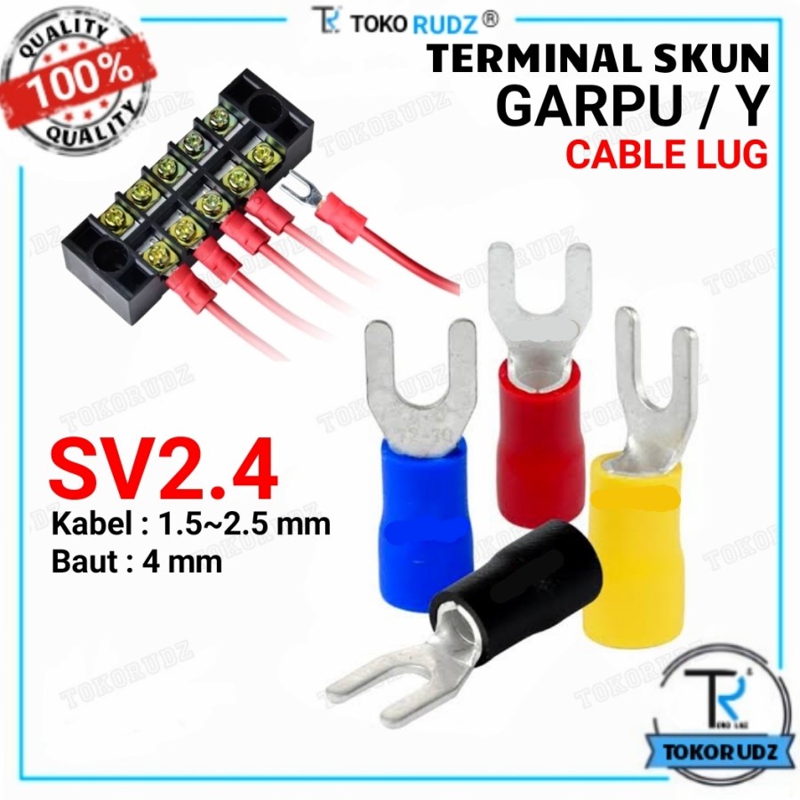 Jual Kabel Skun Y Sekun SV24 Isolasi Konektor Kabel Listrik 1.5 - 2.5 mm Terminal SV2.4 | Shopee ...