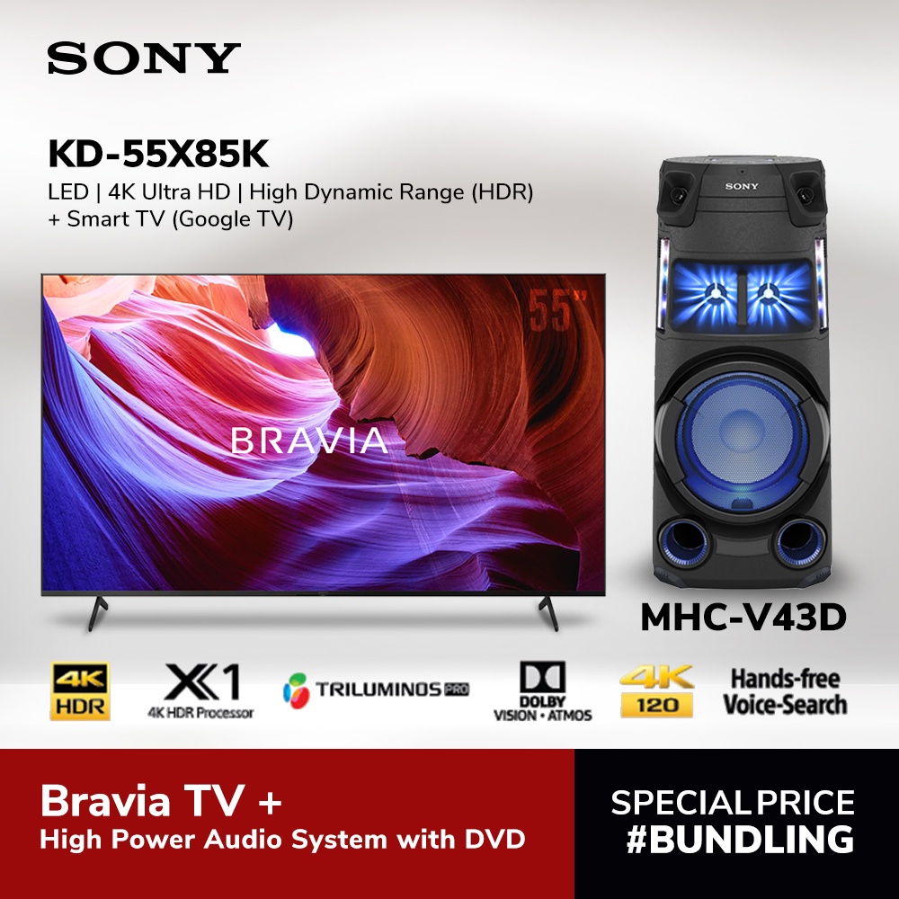 Jual Sony Bundling Bravia LED X85K & High Power Audio System MHC-V43D ...