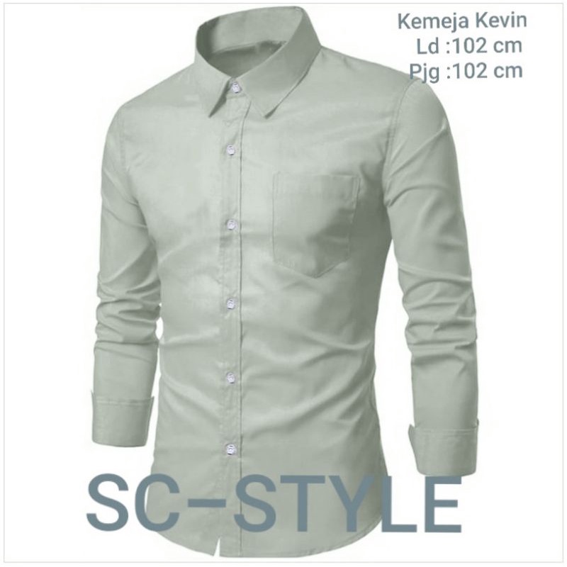 Jual BPS COD Kemeja Pria KEVIN polos pjg panjang baju pakaian hem cowok ...