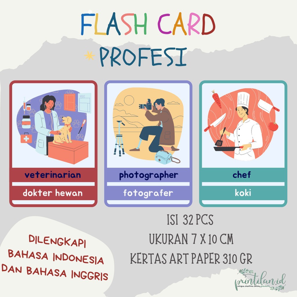 Jual FLASH CARD PROFESI | FLASHCARD PEKERJAAN | MAINAN EDUKASI | Shopee ...