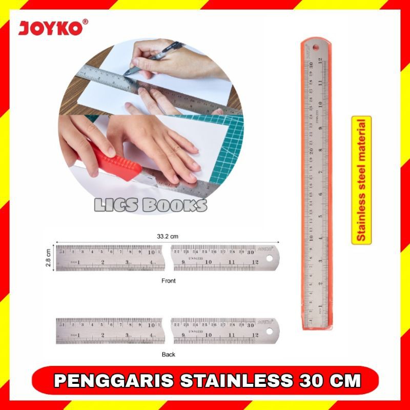 Jual Penggaris Besi 30 cm Joyko Stainless steel Ruler RL-P30 RLP-15 | Shopee Indonesia