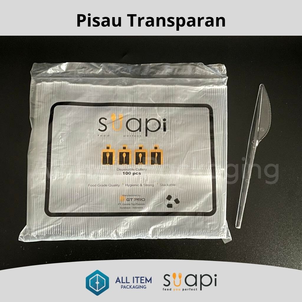 Jual Pisau Suapi Transparan / Pisau Makan Plastik / Knife @100 Pcs ...