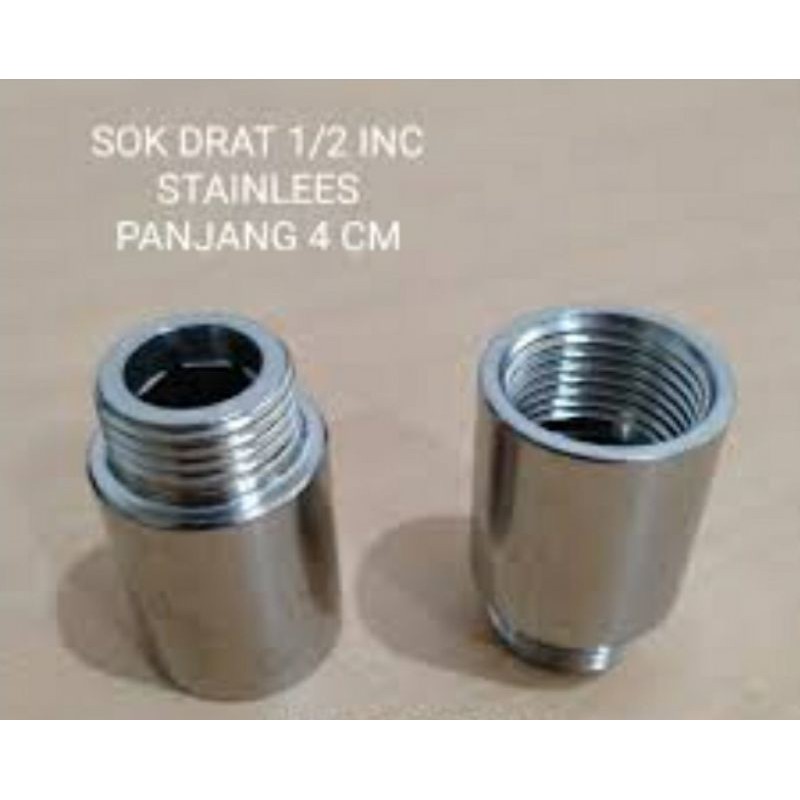 Jual sock drat sambungan lurus stainless 4cm 1/2 inch | Shopee Indonesia