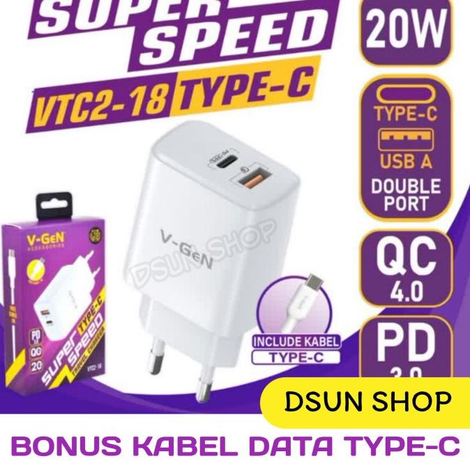 Jual Charger Super Speed 20w PD 3.0 QC 4.0 Fast Charging Adaptor VGen ...