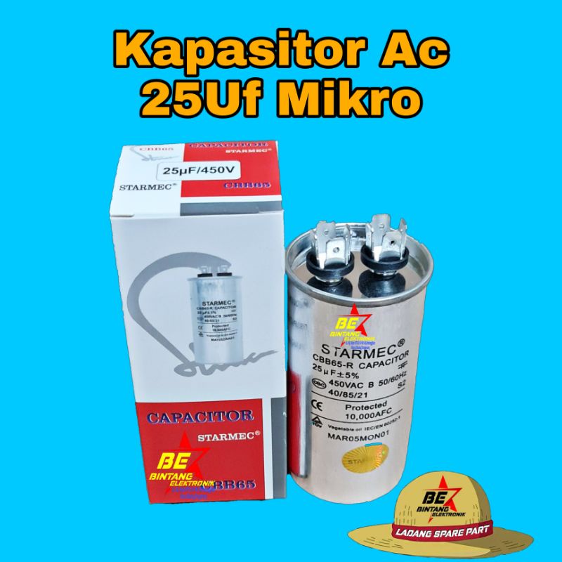 Jual KAPASITOR AC 25 MIKRO CAPASITOR 25 UF CAPASITOR 25UF Ac 400/450 VAC smc | Shopee Indonesia