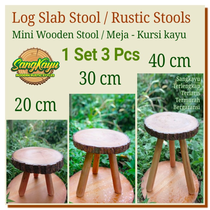 Jual SangKayu Meja Kursi Stool Set 3 pcs Meja Tanaman Hias Meja Kayu ...