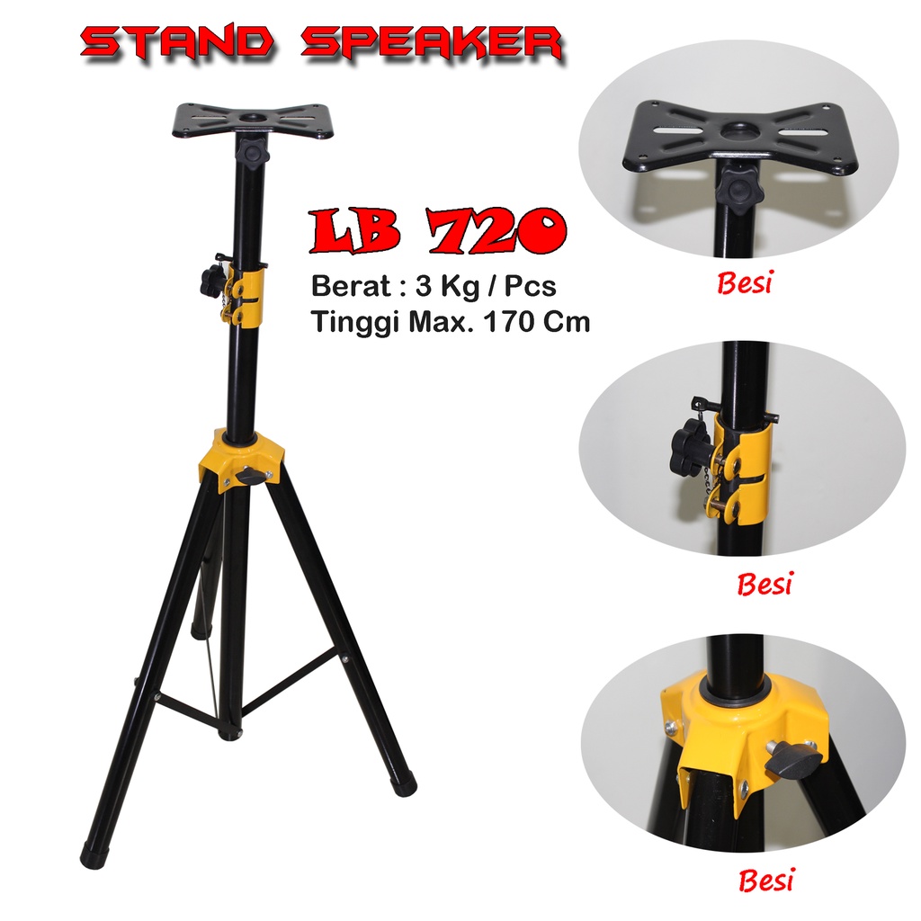 Jual Stand Speaker LB 720 Pro / Tripod Speaker Full Besi LB-720 / Tatakan speaker / Dudukan ...