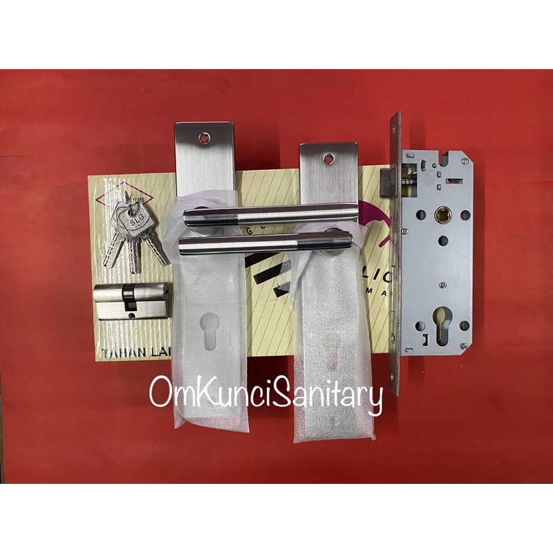 Jual Handle Pintu Kunci Pintu Handel Besar Stainless Set Komplit ...