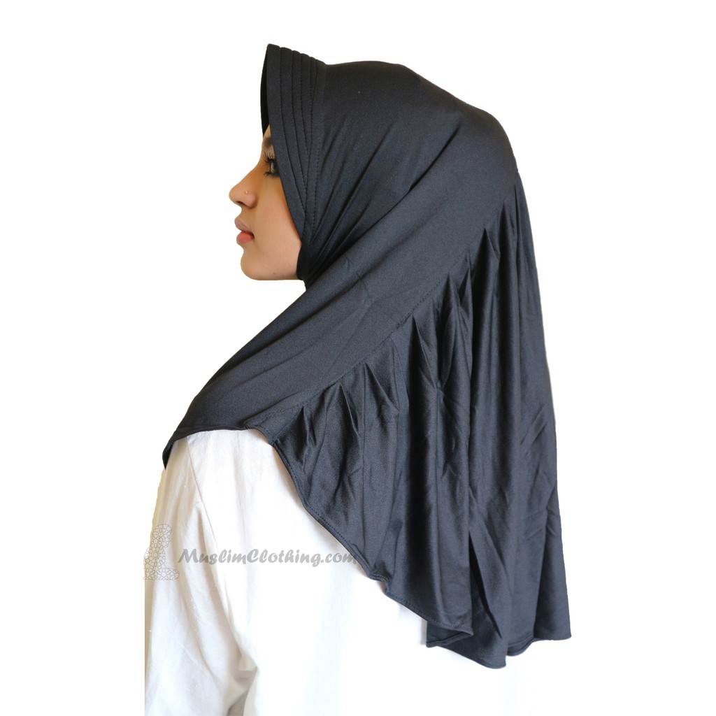Jual Hijab Instant Jilbab Hitam Kerudung Hitam Bergo Casual All Size ...