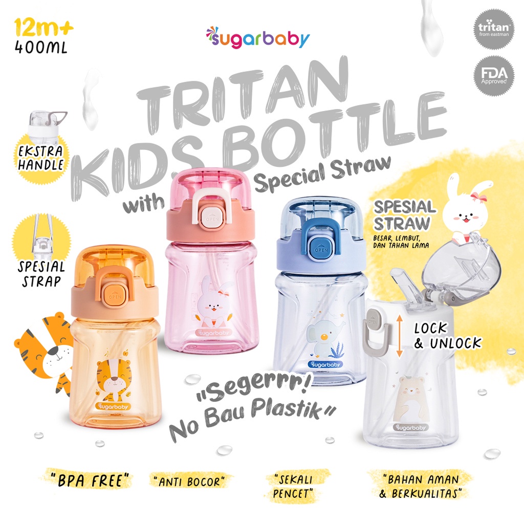 Jual Tritan Kid Bottle Straw Sugar baby TKBST4 400ml Botol Anak ...