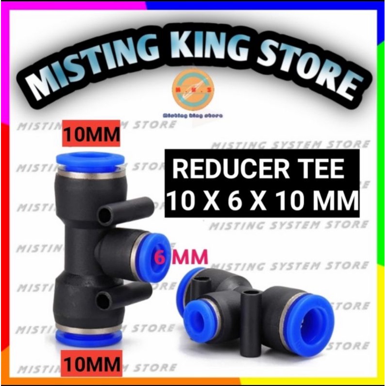 Jual FITTING PNEUMATIC REDUCER TEE 10 X 6 X 10 MM KONEKTOR SLIP LOCK ...