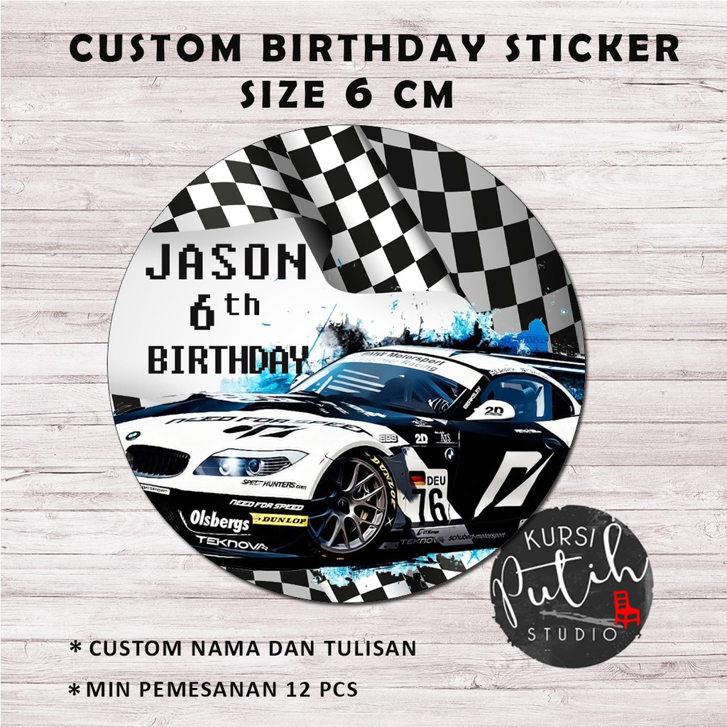 Jual custom birthday sticker size 6 cm tema car cars mobil | Shopee ...