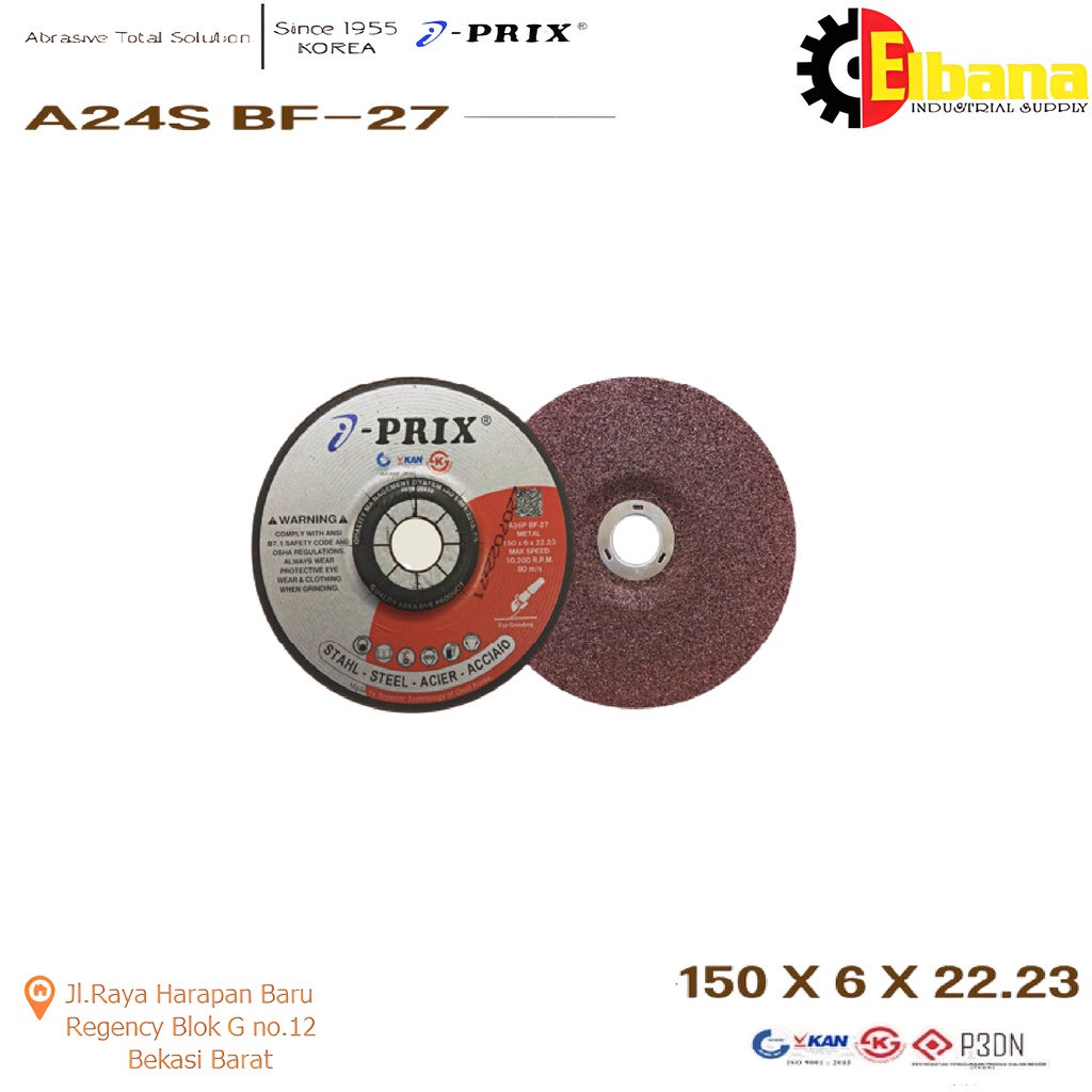 Jual Batu Gerinda 6 Inch I-PRIX Poles 150 X 6 X 22.23 A24S IPRIX Grinding Wheel | Shopee Indonesia