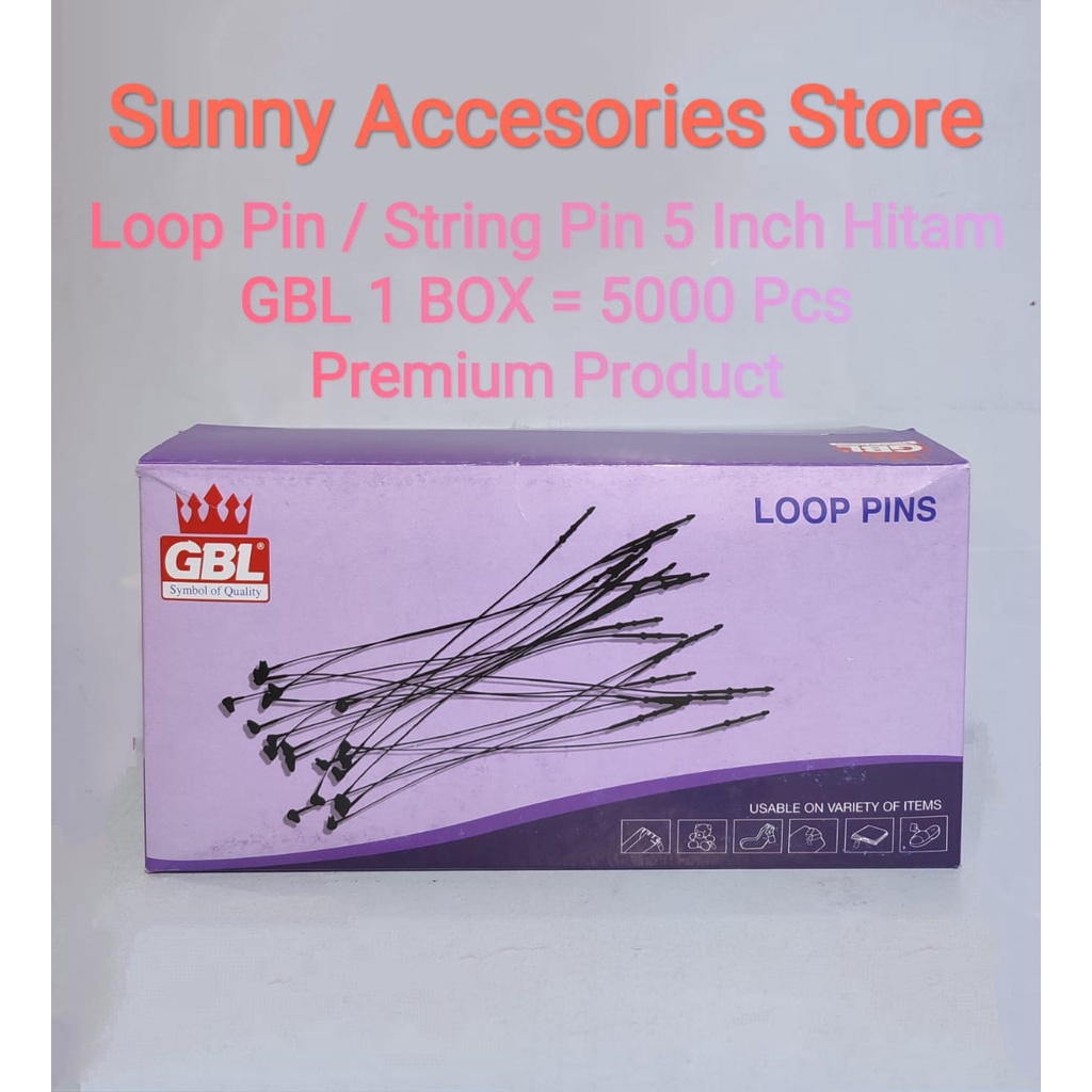 Jual Loop Pin / String Pin 5 Inch Hitam GBL 1 BOX = 5000 Pcs Premium ...