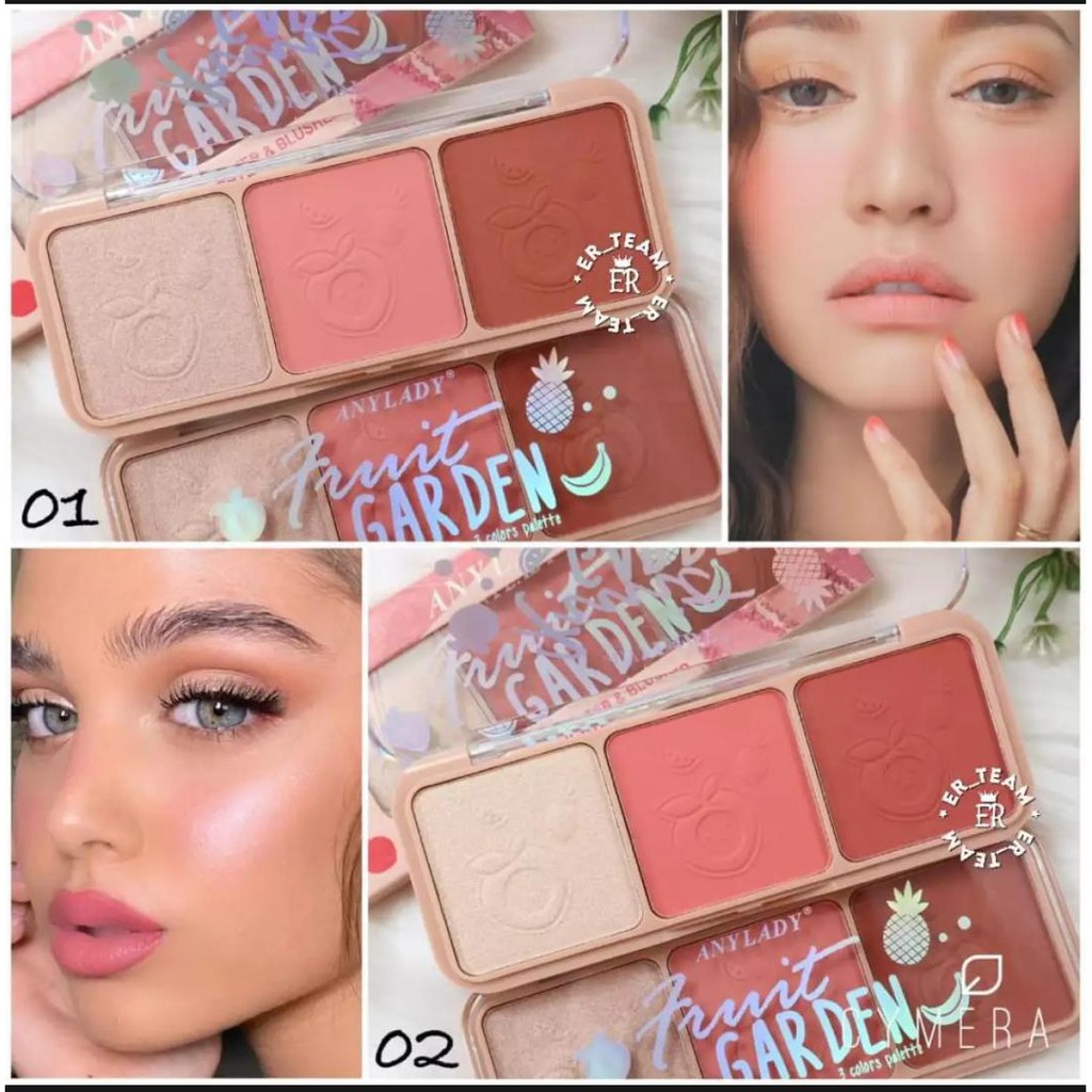 Jual COD - 3IN1 ANYLADY Fruit Garden Highlighter & Blusher 3 Colors ...