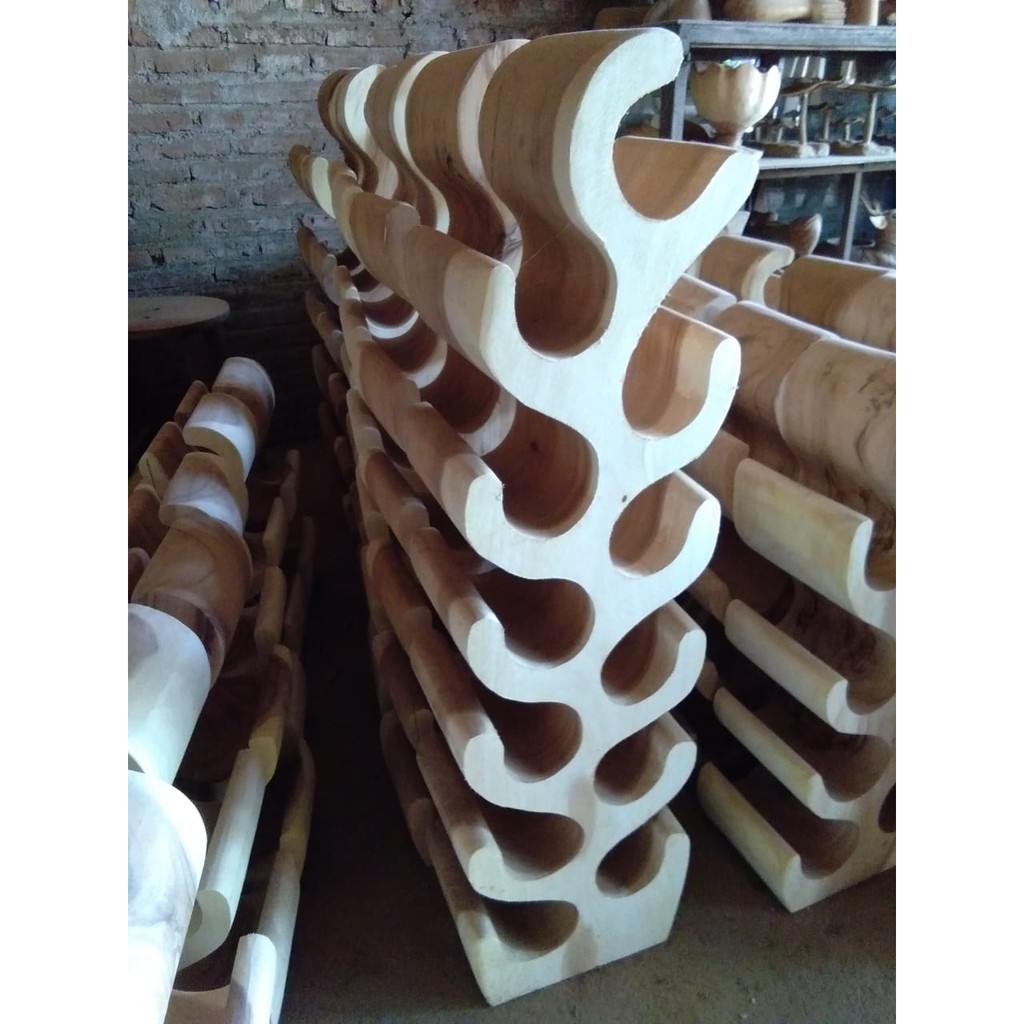 Jual Rak Botol Kayu Suar Solid Isi 12 - Wine Rack 12 Bottle Trembesi ...