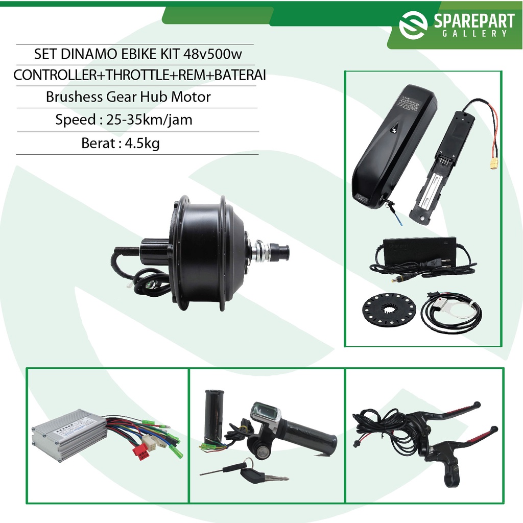 Jual Set Ebike Kit Dinamo motor bldc 48v500w sepeda listrik jeruji ...