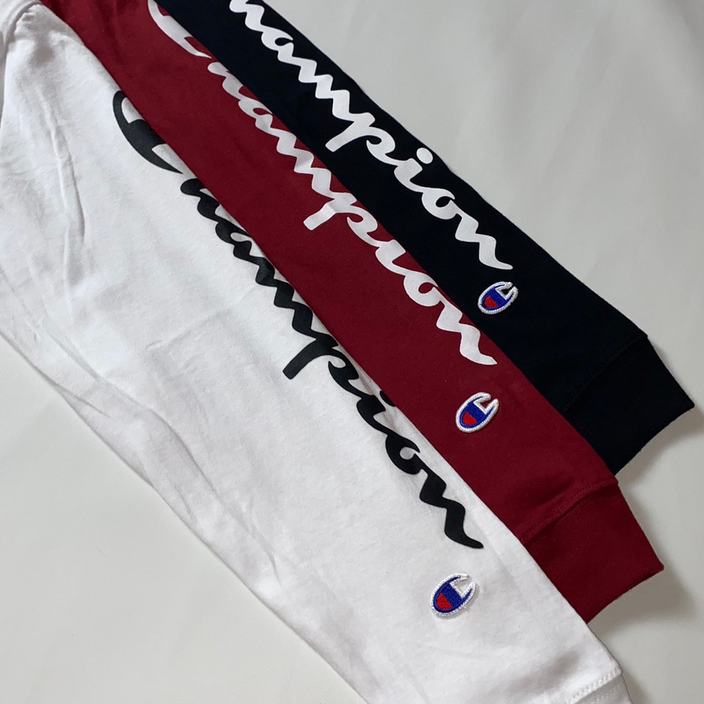 Jual Champion Basic Logo Longsleeve Side script | Shopee Indonesia