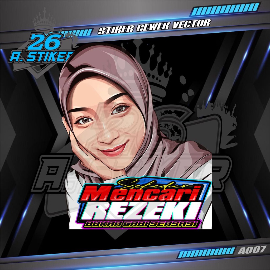 Jual Stiker Decal Foto Cewek Cantik Hijab Vector Custom Kata-kata Keren ...