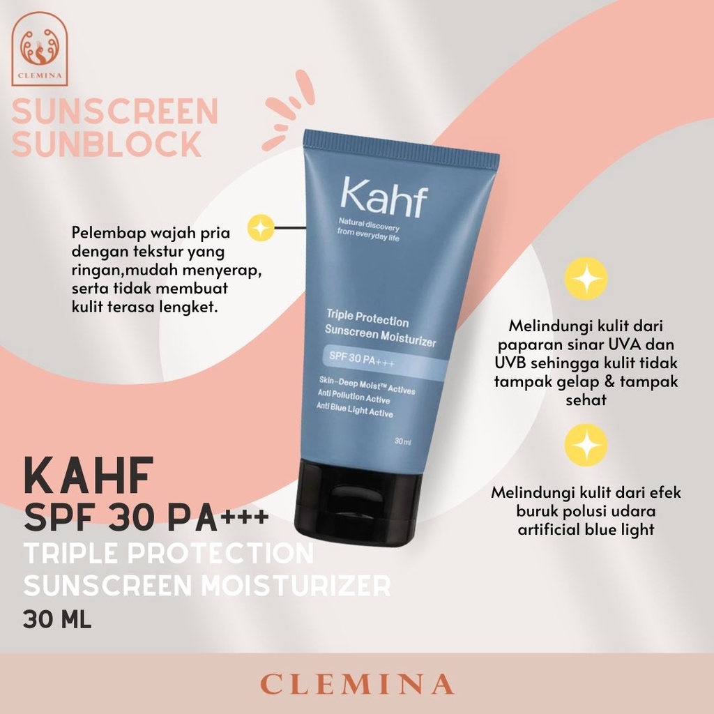 Jual Kahf Triple Protection Sunscreen Moisturizer SPF 30 PA+++ 30ml ...
