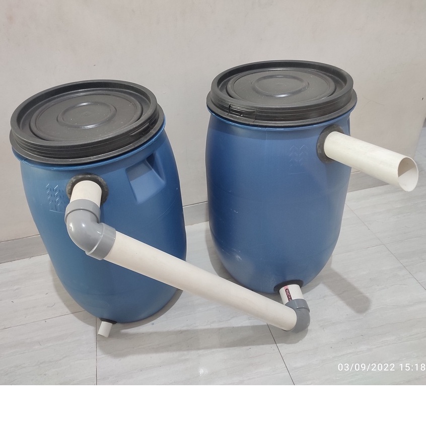 Jual Tong filter biru plastik D40 T65 paket lengkap isi media filter ...