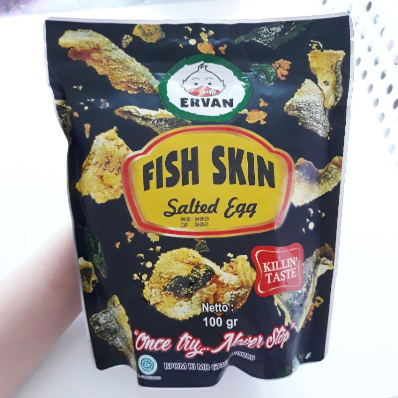 Jual Ervan Fish Skin Salted Egg 100gr / Snack Keripik Kulit Ikan Rasa ...