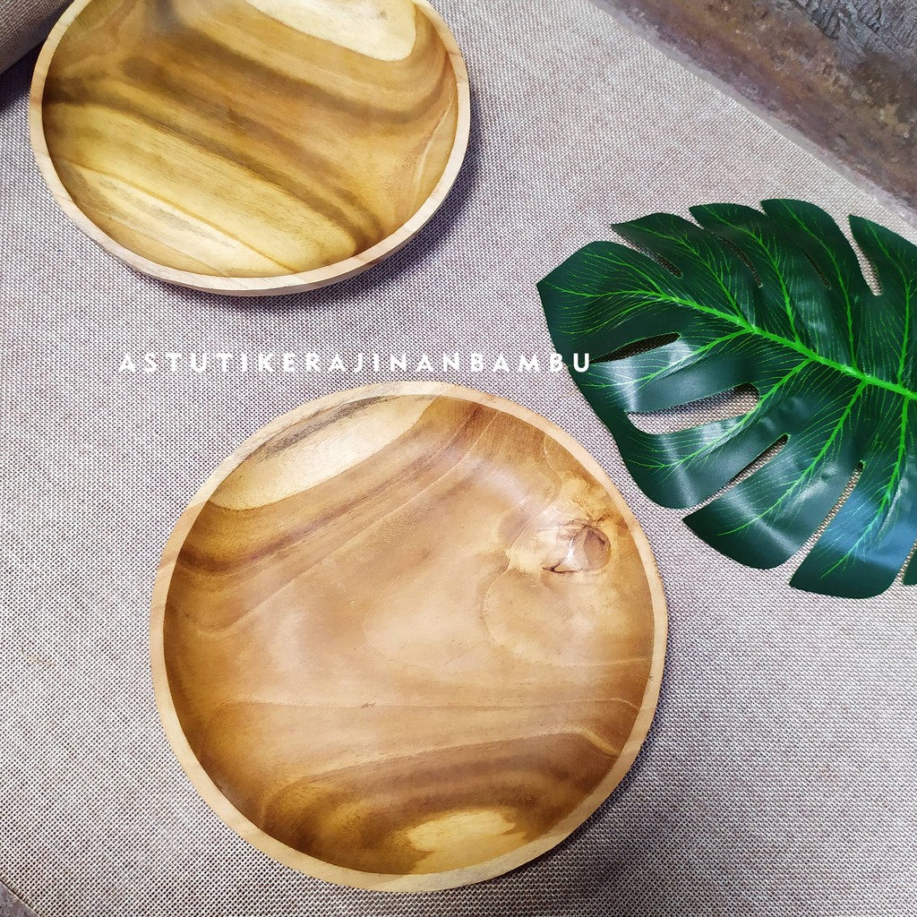 Jual Piring Kayu Jati Biasa 20 cm/Piring Kayu Unik/Piring Makan Kayu ...