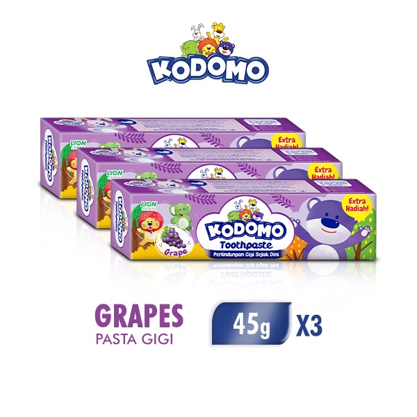 Jual Kodomo Toothpaste Tube Grape 3 x 45 gr | Shopee Indonesia