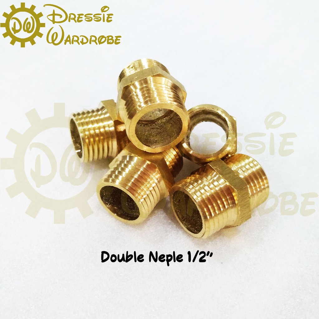 Jual Konektor Nepel Double Neple Nipple Drat Kuningan 1/2" - 1/2" | Shopee Indonesia