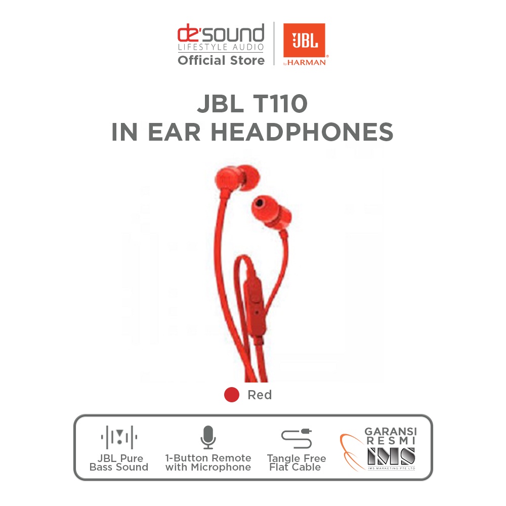 Jual MDN_JBL T110 Headset - Red | Shopee Indonesia