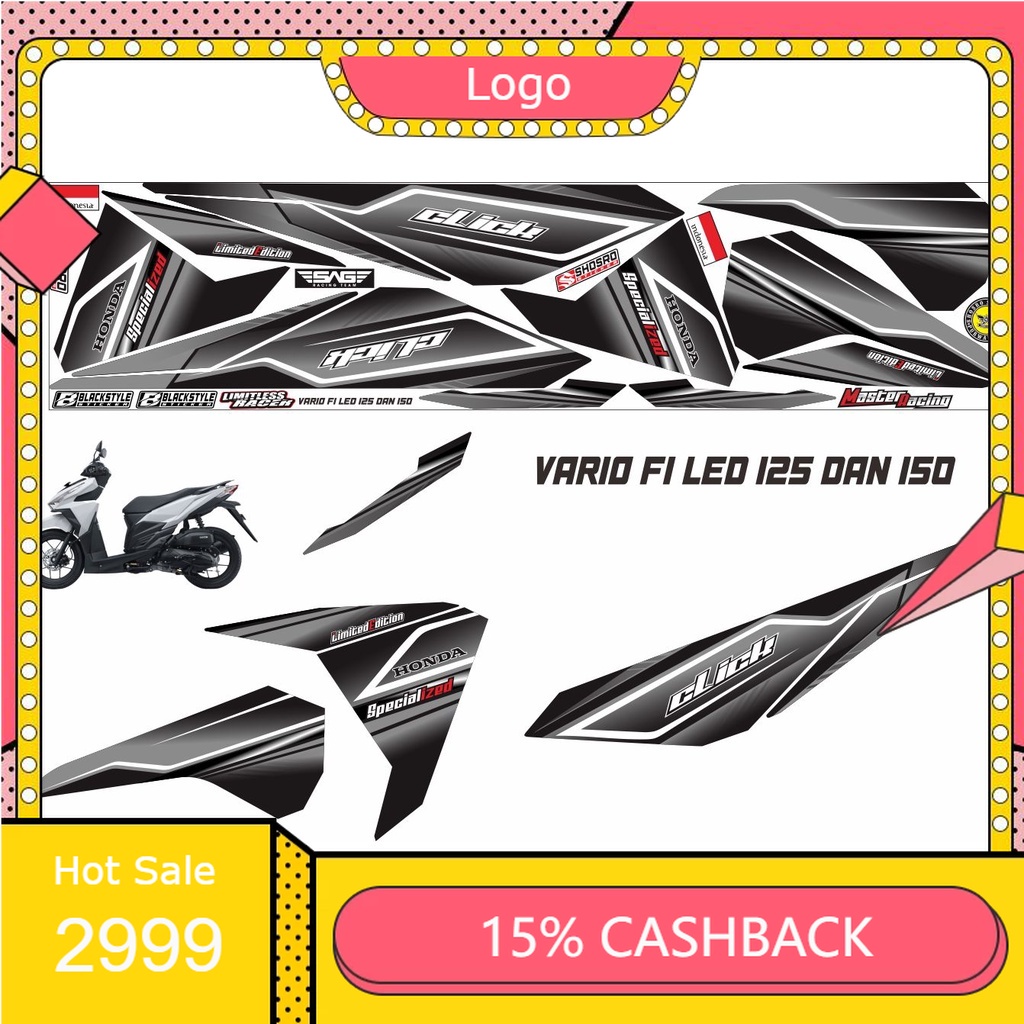 Jual KAFA STIKER VARIASI COD-STRIPING CUSTOM MOTOR HONDA VARIO FI LED 125/150 MOTIF ROAD RACE ...