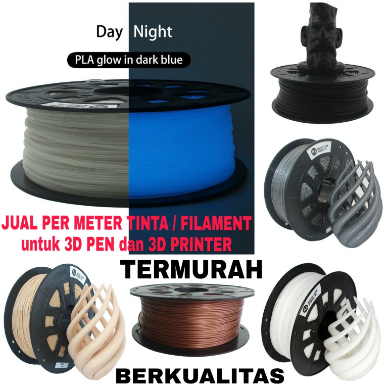 Jual GROSIR Tinta 3D Pen Printer Filament PLA 1.75mm - Glow In The Dark ...