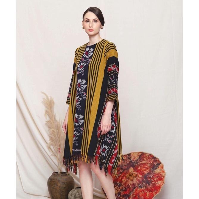 Jual Dress tenun rinjani baju tenun pesta etnik baju tenun jepara dress tenun wanita | Shopee ...