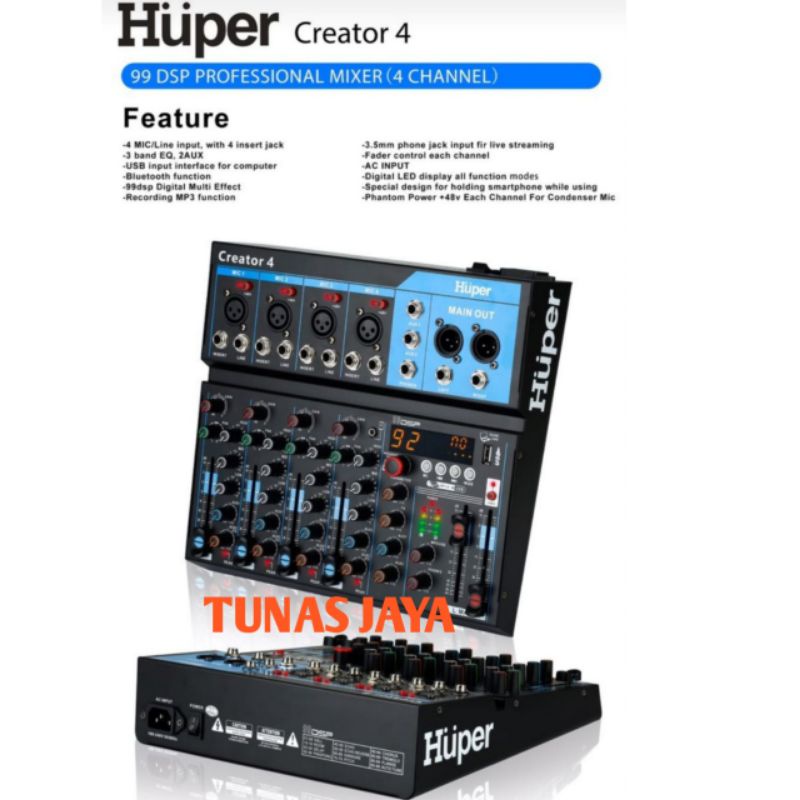 Jual MIXER 4 CHANNEL HUPER CREATOR4 ORIGINAL MIXER HUPER CREATOR 4 FREE KOPER | Shopee Indonesia
