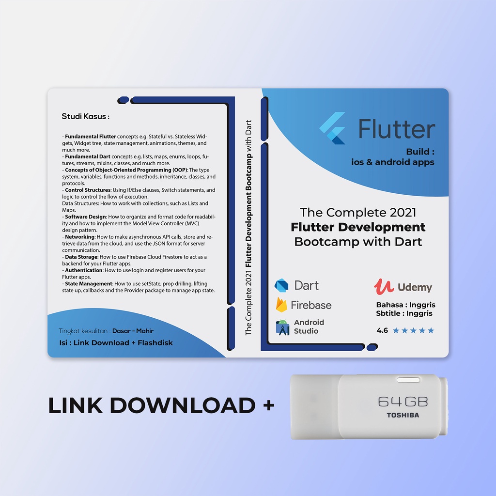 Jual Tutorial Flutter Development Bootcamp with Dart Firebase Android ...