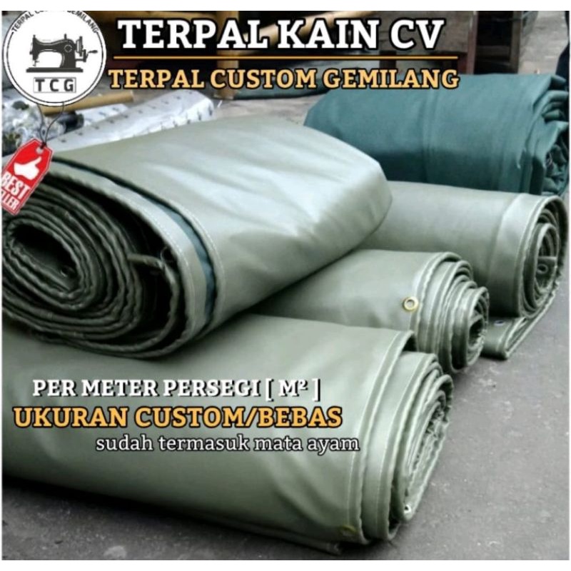 Jual TERPAL KAIN CV TENTARA UKURAN 6X8 BAHAN KAIN LAPIS KARET ...