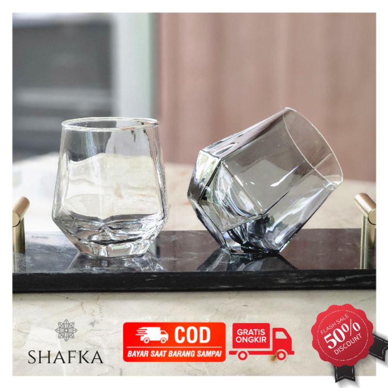 Jual Shafka Boston Hexa Gelas Gold European Style Aestetik | Shopee ...