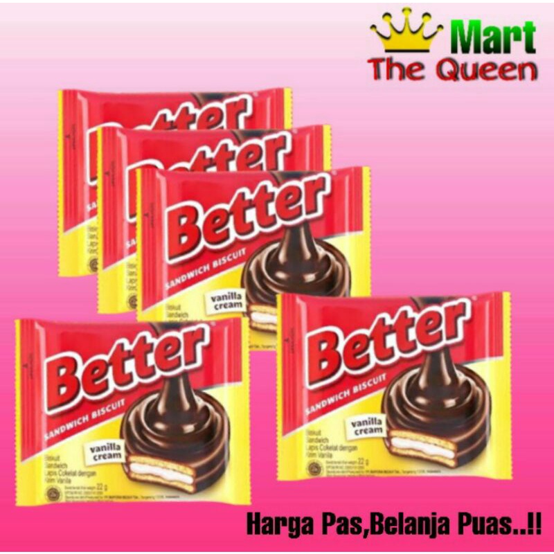 Jual Better Sandwich biskuit coklat 1 pack isi 10 x 22gr | Shopee Indonesia