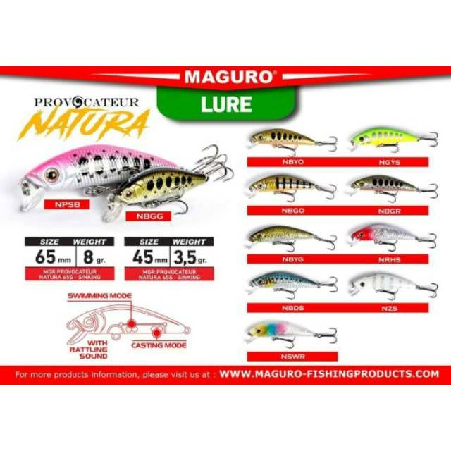 Jual Umpan Minnow Maguro Provocateur Natura Sinking 65 mm/8 Gram | Shopee Indonesia