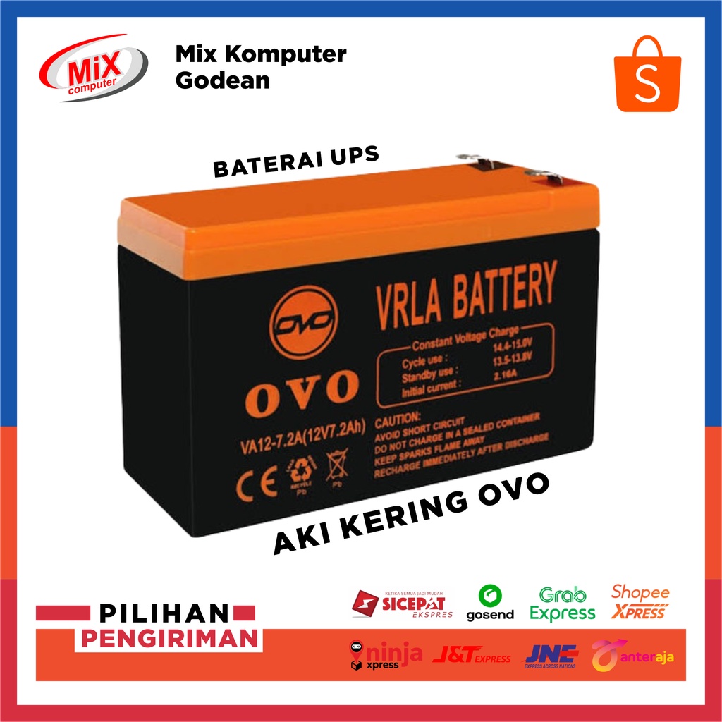 Jual Baterai UPS OVO 12V 7Ah VRLA Aki Kering | Shopee Indonesia