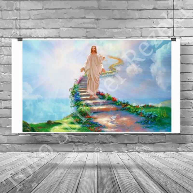 Jual Poster Yesus Landscape Merpati Surga Jesus Sorga Canvas Kanvas ...