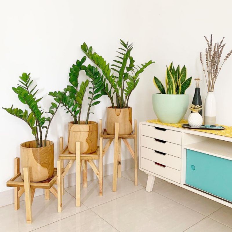 Jual standing pot kayu jati belanda/standing planter/rak kayu/rak kayu ...