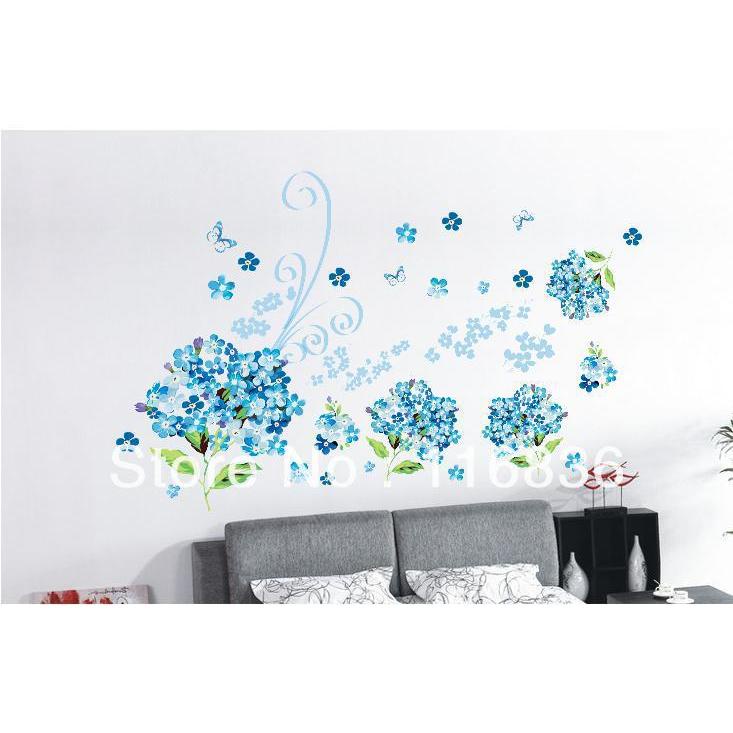 Jual METH AY913 BIG BLUE FLOWER WALLSTICKER 60X90WALLSTIKER STIKER ...