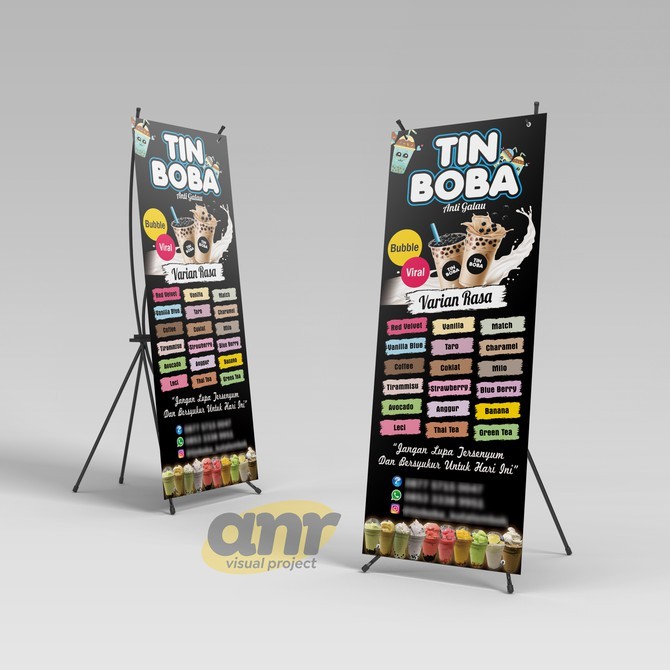 Jual Banner X Boba / x Banner Boba 60 X 160cm Free Desain - Premium ...