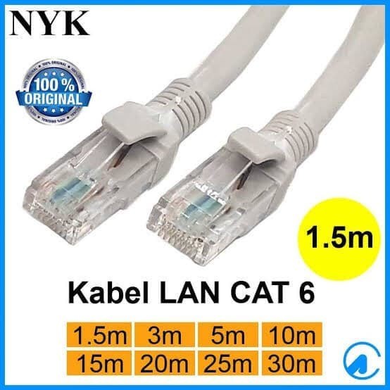 Jual Kabel Lan cat6 NYK (Cable Lan Cat6e NYK) 1.5m to 50m | Shopee Indonesia