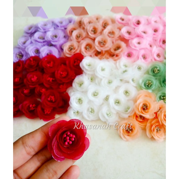Jual aplikasi bunga organza putik 3cm | Shopee Indonesia