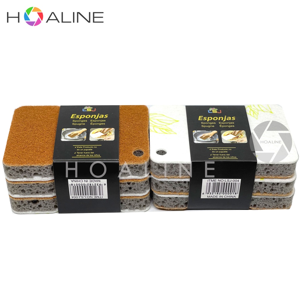 Jual Spon Cuci Piring 3 pcs Spons Dua Sisi Double Magic Dishwash Sponge 1 pak 3 pcs LSJ022-04 ...