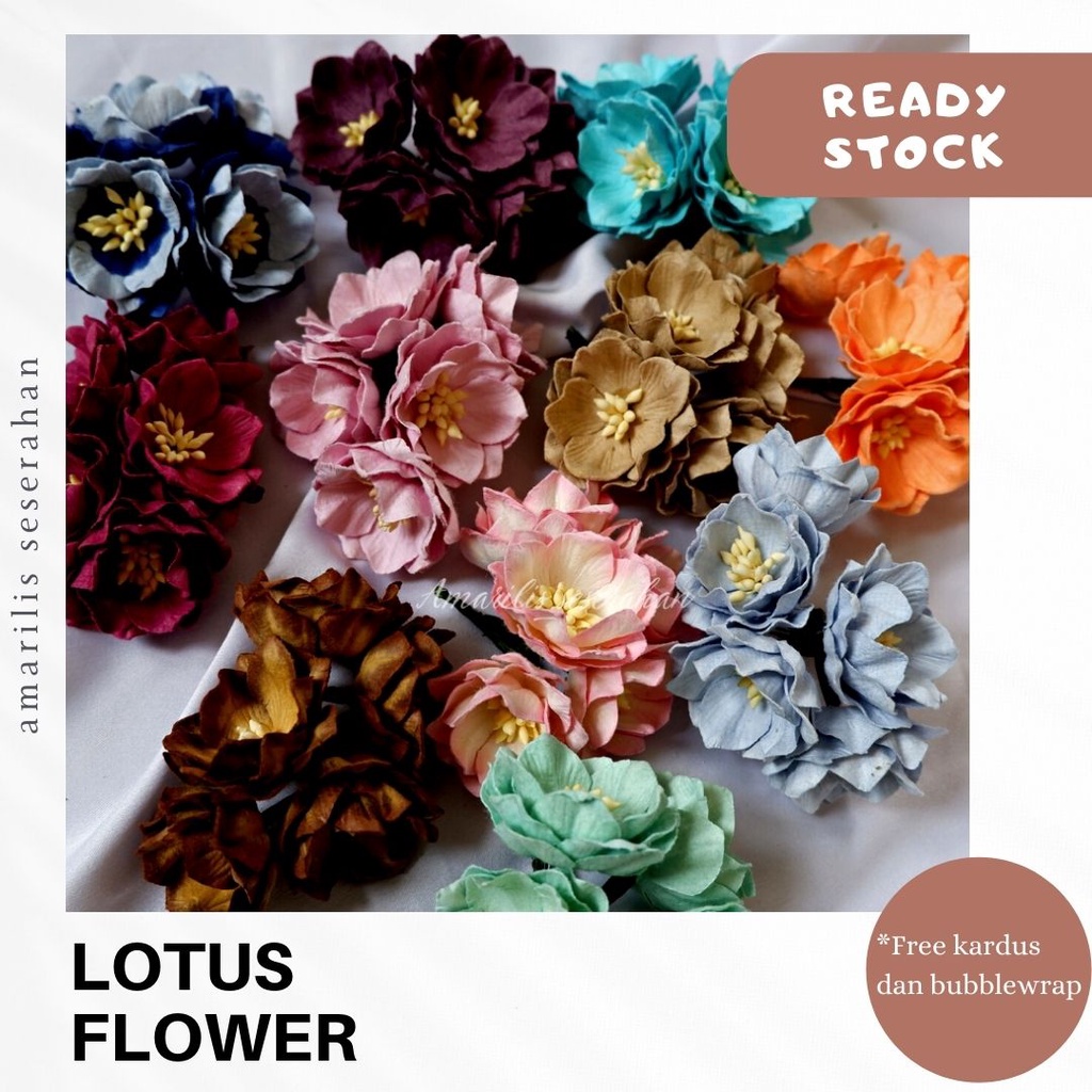 Jual 201. Mulberry Paper Flower bunga kertas scrapbook Mahar Lotus ...